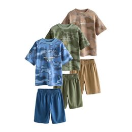 next Schlafanzug Jungen Gr&ouml;&szlig;e 110 blau / braun / gr&uuml;n / offwhite