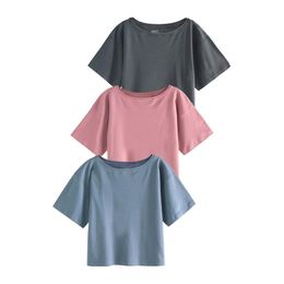 next T-Shirt Damen Gr&ouml;&szlig;e 4XL/5XL blau / dunkelgrau / rosa