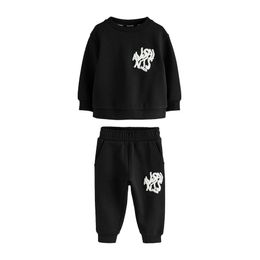 smALLSAINTS Jogginganzug 'Orlando' Jungen Gr&ouml;&szlig;e 116 schwarz / wei&szlig;