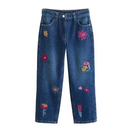 next Jeans M&auml;dchen Gr&ouml;&szlig;e 134 blau / pastellblau / goldgelb / dunkelpink