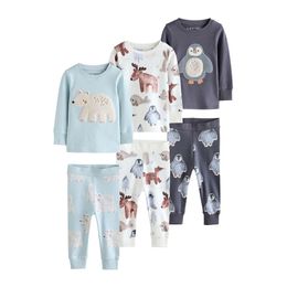 next Schlafanzug Jungen Gr&ouml;&szlig;e 110 rauchblau / hellblau / dunkelgrau / wei&szlig;