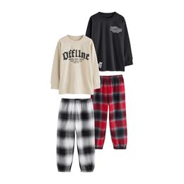 next Pyjama Jungen Gr&ouml;&szlig;e 116 beige / rot / schwarz / wei&szlig;