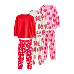 next Pyjama M&auml;dchen Gr&ouml;&szlig;e 166 dunkelpink / rot / wei&szlig;