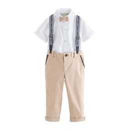Baker by Ted Baker Set: Hemd, Hose, Hosenträger und Fliege Jungen Größe 80 beige / marine / weiß