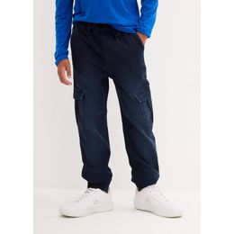 bonprix Regular Fit Sweat-Schlupfjeans mit Cargotaschen, blau, mit Baumwolle