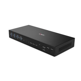 Lindy 39314 2 Port Dual Head HDMI 4K60, USB 3.0 KVM Switch - Schnelles Umschalten über Tasten, Hotkeys, IR-Fernbedienung und RS232