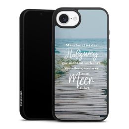 DeinDesign iPhone 16e Handy Gallery Case Handyh&uuml;lle 9H Geh&auml;rtetes Glas R&uuml;ckseite H&uuml;lle Statement Beach Spruch Gallery Case