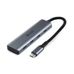 Lindy 43414 4 Port USB 3.2 Gen 2 Typ C Hub - Zum Anschluss von vier USB-Ger&auml;ten Typ C