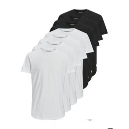 Jack & Jones Rundhalsshirt JACK & JONES "JJENOA TEE SS CREW NECK 7PK MP NOOS", Herren, Gr. XS, schwarz-wei&szlig; (schwarz, wei&szlig;), Single Jersey, Obermaterial: 100% Baumwolle, unifarben, normal normal, Rundhals, Shirts Rundhalsshirt
