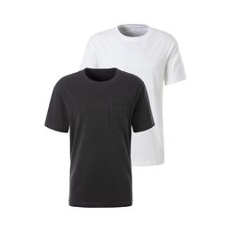 T-Shirt John Devin, Herren, Gr. S (44/46), grau (anthrazit, wei&szlig;), Jersey, Obermaterial: 100% Baumwolle, unifarben, Basic, bequem normal, Rundhals, abgesteppte Kante, Shirts T-Shirt, mit Brusttasche