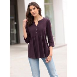 WITT Damen 3/4-Arm-Shirt mit abgesteppten Biesen, aubergine, Gr&ouml;&szlig;e 38