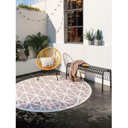 benuta Pop In- & Outdoor-Teppich Orion Rosa &oslash; 200 cm rund - Teppich f&uuml;r Balkon, Terrasse & Garten
