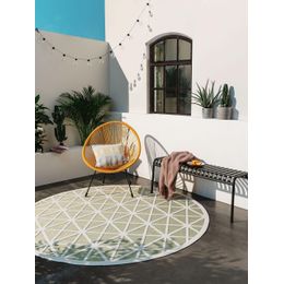 benuta Pop In- & Outdoor-Teppich Orion Gr&uuml;n &oslash; 200 cm rund - Teppich f&uuml;r Balkon, Terrasse & Garten