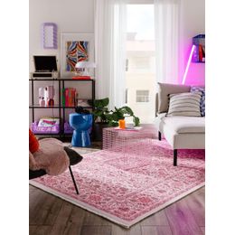 benuta Pop Kurzflor Teppich Toulouse Pink 200x300 cm - Moderner Kurzflor-Teppich f&uuml;r Wohnzimmer