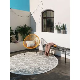 benuta Pop In- & Outdoor-Teppich Orion Grau &oslash; 200 cm rund - Teppich f&uuml;r Balkon, Terrasse & Garten