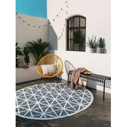 benuta Pop In- & Outdoor-Teppich Orion Blau &oslash; 200 cm rund - Teppich f&uuml;r Balkon, Terrasse & Garten