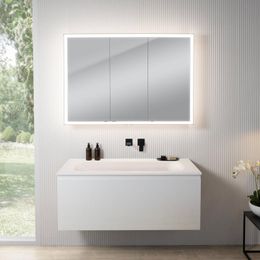 rivea Dia Unterschrank B: 121 cm mit 1 Auszug, Waschtisch ohne Hahnloch wei&szlig; matt, mit n60 Spiegelschrank f&uuml;r die Schweiz,,