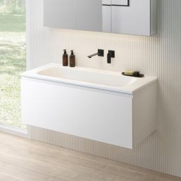 rivea Dia Unterschrank B: 121 cm mit 1 Auszug, Waschtisch ohne Hahnloch wei&szlig; matt,, BR0039WM+BR0056WM,