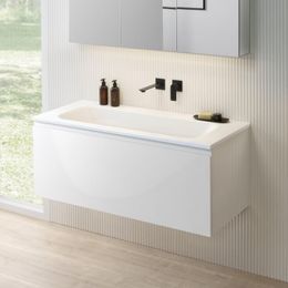 rivea Dia Unterschrank B: 121 cm mit 1 Auszug, Waschtisch ohne Hahnloch wei&szlig; matt,, BR0039WH+BR0056WM,