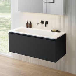 rivea Dia Unterschrank B: 121 cm mit 1 Auszug, Waschtisch ohne Hahnloch wei&szlig; matt,, BR0039BM+BR0056WM,