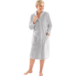 Comtessa Damen Morgenmantel mit Streifen-Struktur silberfarben, Gr&ouml;&szlig;e 48/50