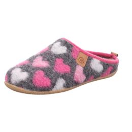 Rohde Hausschuh Damen Gr&ouml;&szlig;e 42 dunkelgrau / pink / rosa / wei&szlig;