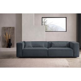 3-Sitzer "PIARA, Couch mit Kedernaht, Sofa in Cord, Leinenoptik o. Strukturstoff", grau (dunkelgrau), B:275cm H:66cm T:101cm, 100% Polyester, LeGer Home by Lena Gercke, Sofas, schwarze F&uuml;&szlig;e, bequemer Sitzkomfort