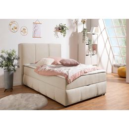 Boxbett OTTO HOME "Hartley inkl. Bettkasten und Topper, auch in &Uuml;berl&auml;nge erh&auml;ltlich", beige, B:102cm L:210cm, Komplettbetten, wahlweise mit Bonnell- oder TTFK-Matratze in H2, H3 o. H4 erh&auml;ltlich, Topseller