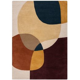 Wollteppich FLAIR RUGS "Glow, gemustert & modern", bunt (lila), B:160cm H:8mm L:230cm, Wolle, Teppiche, fu&szlig;bodenheizungsgeeignet, mit Hoch-Tief-Effekt
