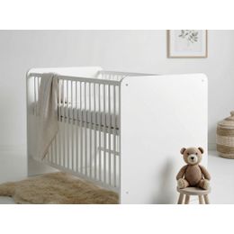 Babybett Begabino "Bibo", wei&szlig;, B:82cm H:81cm L:144cm, Holzwerkstoff, Babybetten, Babybett, mit Schlupfsprossen