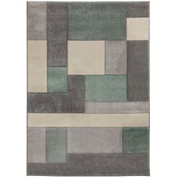 Teppich FLAIR RUGS "Cosmos mit Hoch-Tief-Effekt", gr&uuml;n (mint), B:160cm H:12mm L:230cm, Kunstfaser, Teppiche, Teppich, Patchwork Design, mehrfarbig, Wohnzimmer, Schlafzimmer