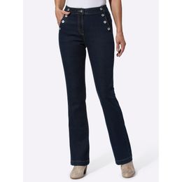 Bootcut-Jeans Inspirationen, Damen, Gr. 48, Normalgrößen, blau (dunkelblau), 81% Baumwolle, 17% Polyester, 2% Elasthan, unifarben, lang, Jeans
