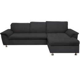 Ecksofa DOMO collection "Franzi bequem, B/T: 278/162 cm, L-Form, belastbar bis 140kg/ Sitz", grau (graphite), Sofas, Damen, B/H/T: 278cm x 80cm x 162cm, Flachgewebe, Recamiere rechts,mit Kopfteilverstellung, Flachgewebe (100% Polyester);Chenille (100% Polyester), Ecksofa, Flachgewebe, graphite, B:278cm H:80cm T:162cm