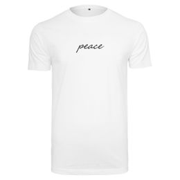 MisterTee Damen T-Shirt "MisterTee Herren Peace Wording EMB Tee"wei&szlig;, Gr. M, 100% Baumwolle, Shirts