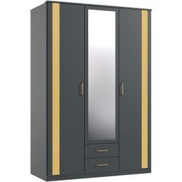 Dreht&uuml;renschrank wimex "Agadir, wahlweise in verschiedenen Breiten und Farben erh&auml;ltlich", grafit, absetzung gold matt, B:135cm H:199cm T:58cm, Spanplatte, Schr&auml;nke, Dreht&uuml;renschrank, goldfarbene Aufleistungen und Griffe