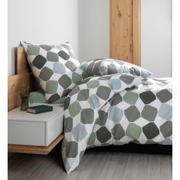 Bettw&auml;sche Janine "Mako-Satin87106 06", gr&uuml;n, B/L: 240cm x 220cm, 1 Stk., 2 Stk., Mako-Satin, B/L: 80cm x 80cm & 80cm x 80cm, Mako-Satin, Obermaterial: 100% Baumwolle, Bettw&auml;sche, Bettw&auml;sche, mit Reissverschluss