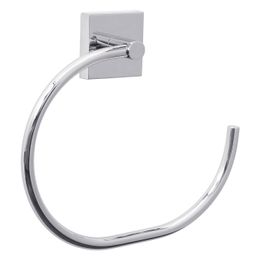 Handtuchstange Tesa "EKKRO Badetuchstange ohne Bohren - 5 cm : 64,5 cm : 6,0 cm", chrome, B:19,5cm H:6,5cm T:20,5cm, Handtuchhalter, Handtuchstange, selbstklebende Handtuchhalterung - chrom - silber gl&auml;nzend