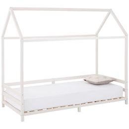 Kinderbett OTTO HOME "Ellen", wei&szlig;, B:98cm H:100cm L:208cm, Betten, Kinderbett, Hausbett mit Reling aus Kiefernholz, zwei Farbvarianten, Breite 208 cm