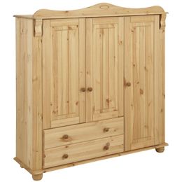 Wäscheschrank OTTO HOME "Adele, Mehrzweckschrank", beige (natur), B:130cm H:135cm T:40cm, Massivholz, Schränke, aus massiver Kiefer, 2-oder 3-türig