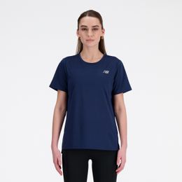 Laufshirt New Balance "SPORT ESSENTIAL T-SHIRT", Damen, Gr. XXL, blau (nb navy), Web, Obermaterial: 100% Polyester, regular fit, Rundhals, eingesetzt normaler Saum, Shirts Laufshirt, mit Markenlogo