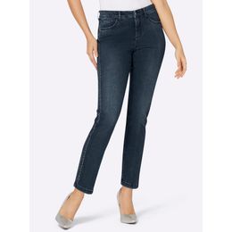 Stretch-Jeans Ascari, Damen, Gr. 22, Kurzgrößen, blau (dunkelblau), 50% Baumwolle, 40% Lyocell, 7% Elastomultiester, 3% Elasthan, unifarben, lang, Jeans