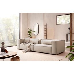 3-Sitzer "PIARA, Couch mit Kedernaht, Sofa in Cord, Leinenoptik o. Strukturstoff", beige (hellbeige), B:275cm H:66cm T:101cm, 100% Polyester, LeGer Home by Lena Gercke, Sofas, schwarze F&uuml;&szlig;e, bequemer Sitzkomfort, Topseller
