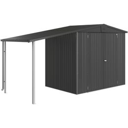 Ger&auml;tehaus-Anbaudach BioHort "f&uuml;r Ger&auml;tehaus Europa Gr. 2/Gr.3/Gr.4A, verschiedene Farben", grau (dunkelgrau, metallic), B:150cm H:170cm T:156cm, Stahlblech, Gartenhaus-Anbaud&auml;cher, 150x156x170 cm