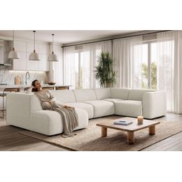 Wohnlandschaft OTTO HOME, B:367cm H:70cm T:206cmbeige, 100% Polyester, Sofas, "Merid U-Form, B: 367 cm", als Modul oder separat verwendbar, für