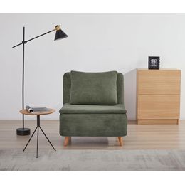 Sessel OTTO HOME "AINSLEY - OTTO. Verlässliche Qualität.", grün, B:81cm H:82cm T:65cm, 100% Polyester, Sessel, Sessel, wandelbar zum Gästebett, Schlafsofa, Webstoff u. Cord-Bezug