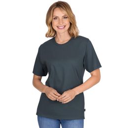 T-Shirt TRIGEMA "TRIGEMA T-Shirt DELUXE Baumwolle", Damen, Gr. L, grau (anthrazit), 100% Baumwolle, Basic, Shirts T-Shirt