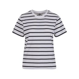 T-Shirt Urban Classics "Urban Classics Damen Ladies Striped Boxy Tee", Damen, Gr. 5XL, schwarz, wei&szlig;, 100% Baumwolle, gestreift, relaxed fit, Rundhals, Shirts T-Shirt
