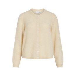 Strickjacke Vila "VILORY O-NECK L/S KNIT CARDIGAN-NOOS", Damen, Gr. L, sandshell detail:melange, Rippstrick, Obermaterial: 45% Polyamid, 20% Wolle, 19% Polyacryl, 10% Alpaka, 6% Elasthan, meliert, regular fit normal, Rundhals, Rippb&uuml;ndchen, Strickjacken Strickjacke