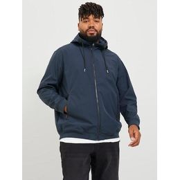Jack & Jones PlusSize Softshelljacke "JJEBASIC mit Kapuze und wasserabweisendem Stoff", Herren, Gr. 6XL, blau (navy blazer), Softshell, Obermaterial: 100% Polyester, JACK & JONES PLUSSIZE, unifarben, regular fit normal, Bündchen, Jacken Softshelljacke, unifarben, modisch, regular fit, Kunstfaser