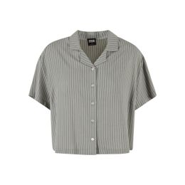 T-Shirt Urban Classics "Urban Classics Damen Ladies Resort Shirt", Damen, Gr. L, paleolive, wei&szlig;, 100% Viskose, gebl&uuml;mt, loose fit, amerikanischer Ausschnitt, Shirts T-Shirt